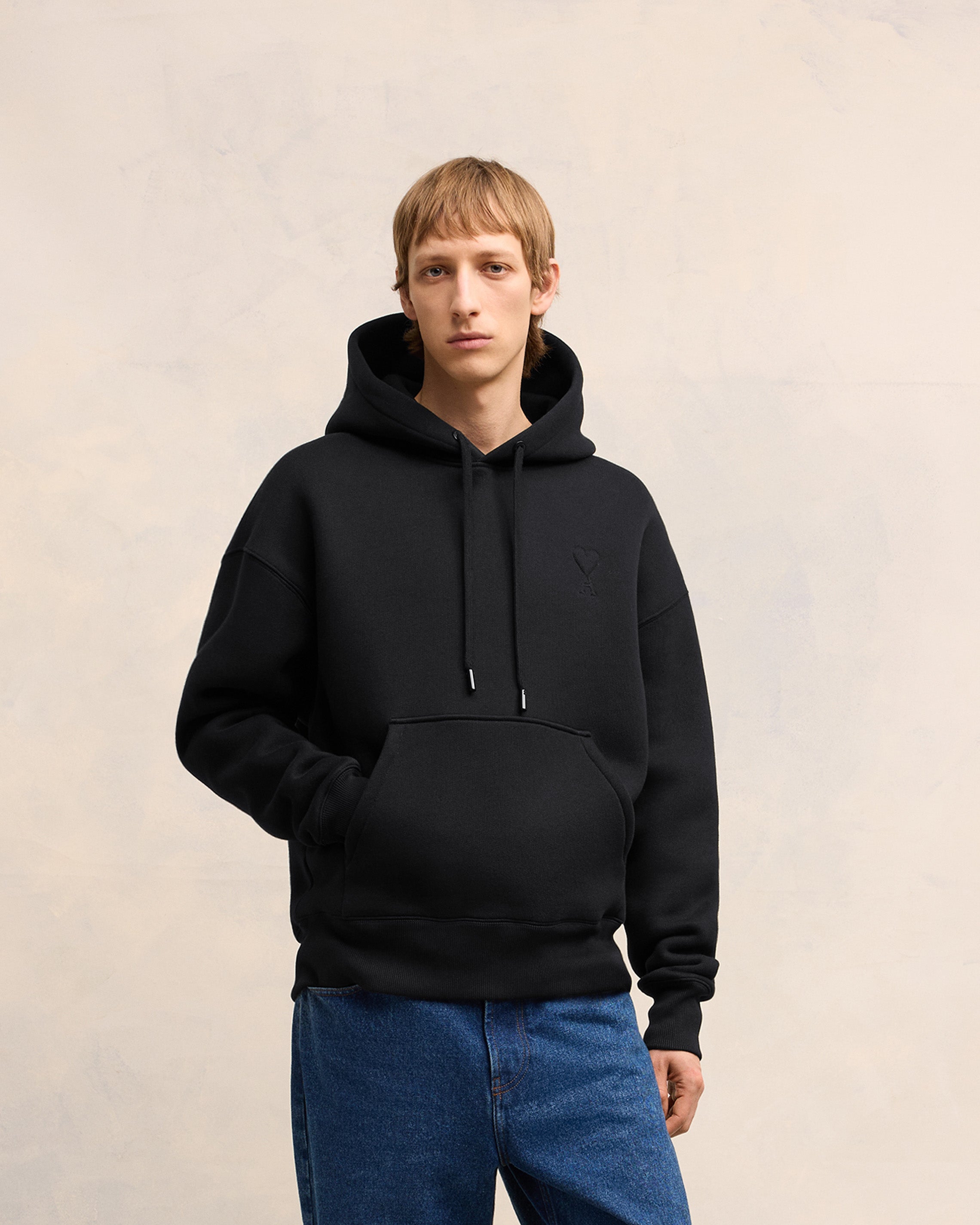 Black Embossed Hoodie | Ami de Coeur | Ami Paris US