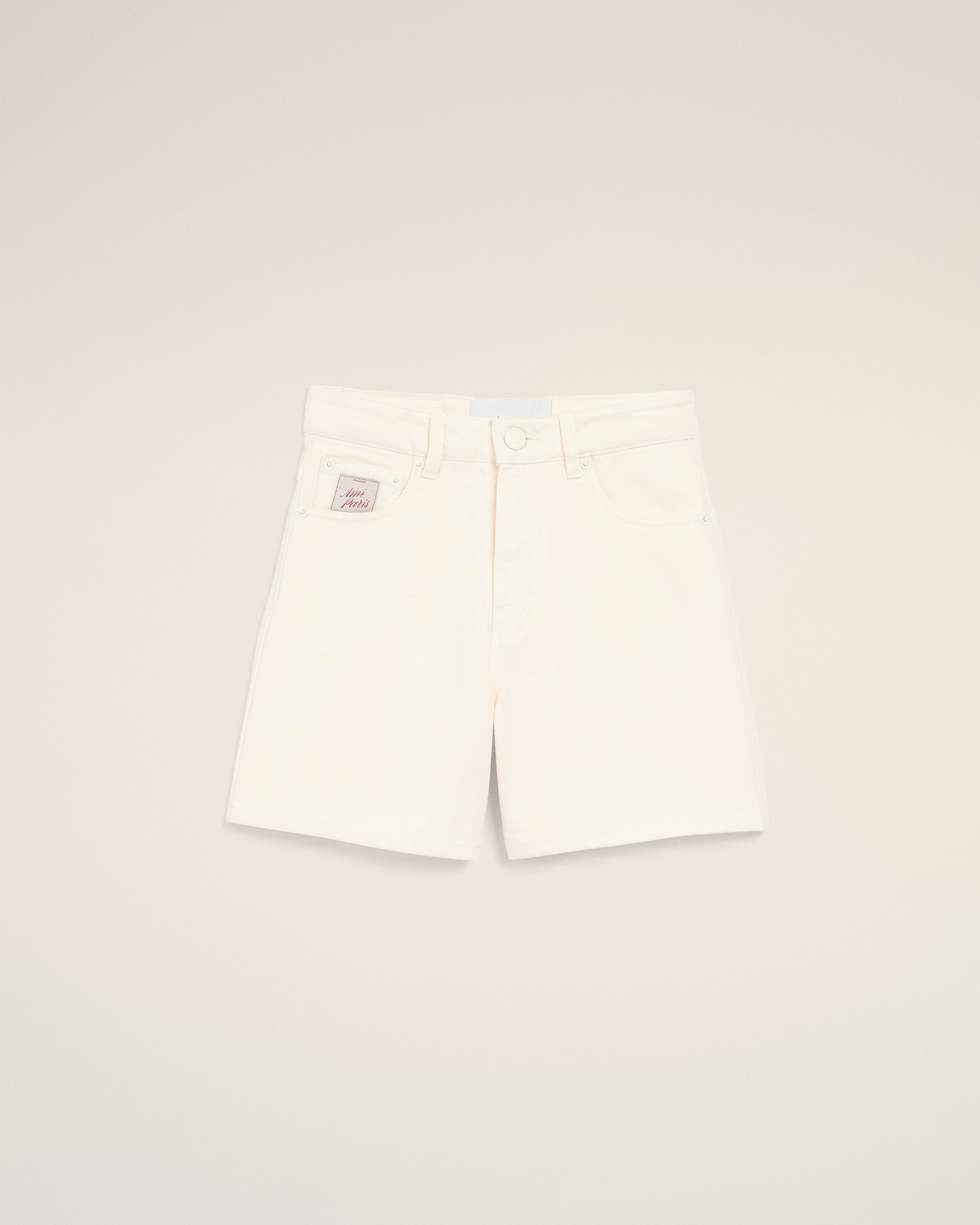 WHITE CREAM White Cotton Shorts With Ami Paris Heritage Label | Ami Paris