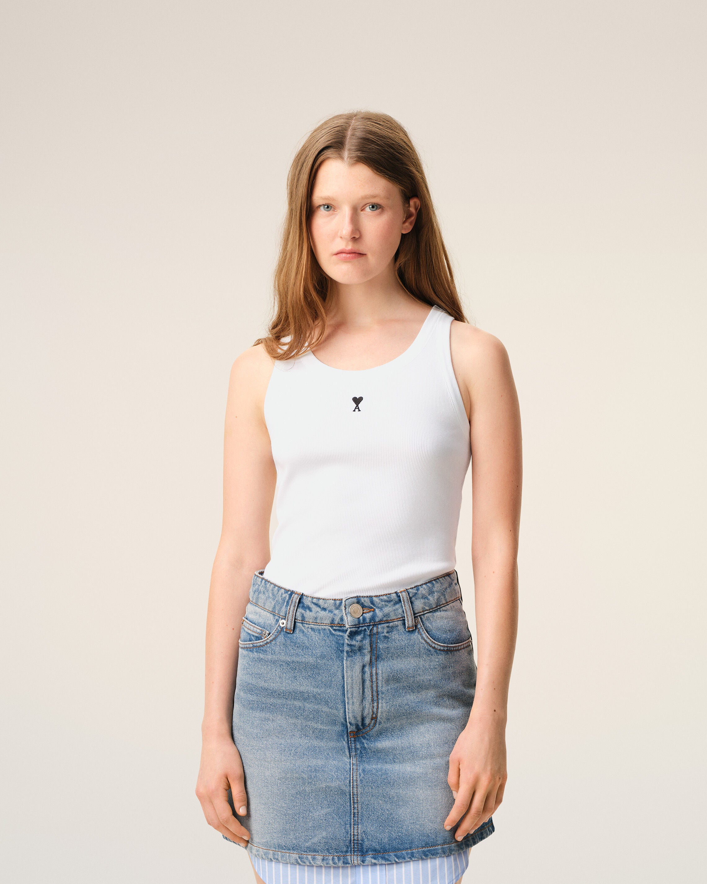 WHITE White Cotton Ami De Coeur Tanktop | Ami Paris